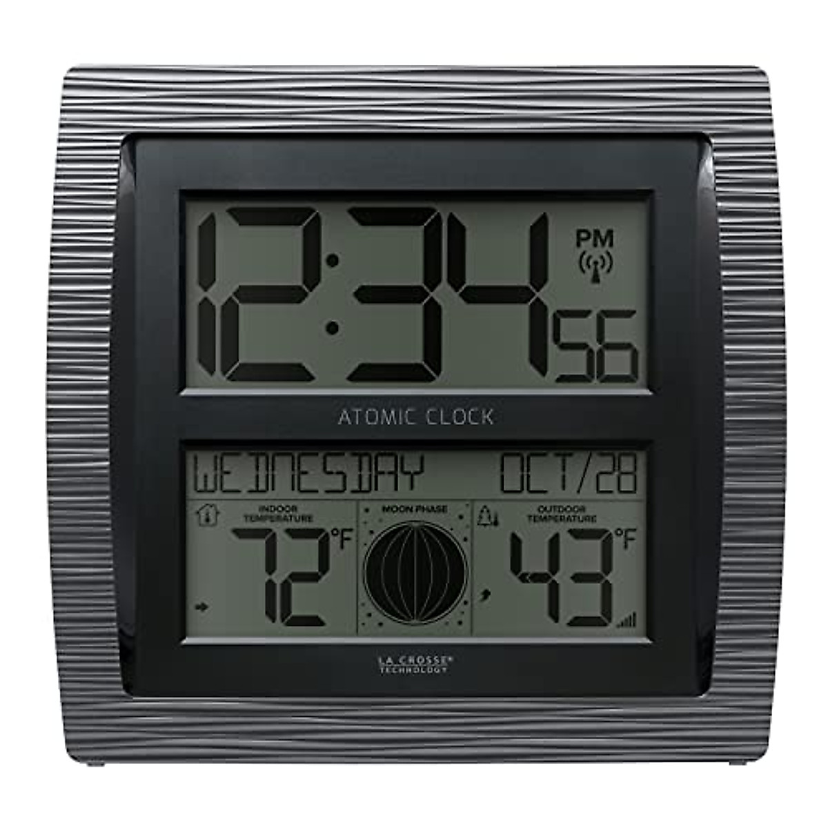 La Crosse Technology BBB86118-INT Curved Atomic Digital Clock with Moon Phase & Temperature