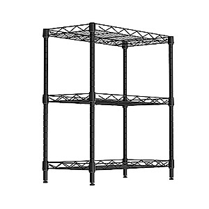 SINGAYE 3 Shelf Wire Shelving Unit Adjustable Storage Shelving 21.26”W x 11.41”D x 22.83”H (Black)