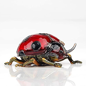 SEVENBEES Red Ladybug Figurines CollectiblesTrinket Box Hinged With Rich Enamel And Sparkling Rhinestones Jewelry Boxes Gift