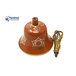 Tibetan Buddhist Meditation Bell Chakra Color - Bell of Enlightenment from Nepal 8 Inches Including free Box … (ORANGE)