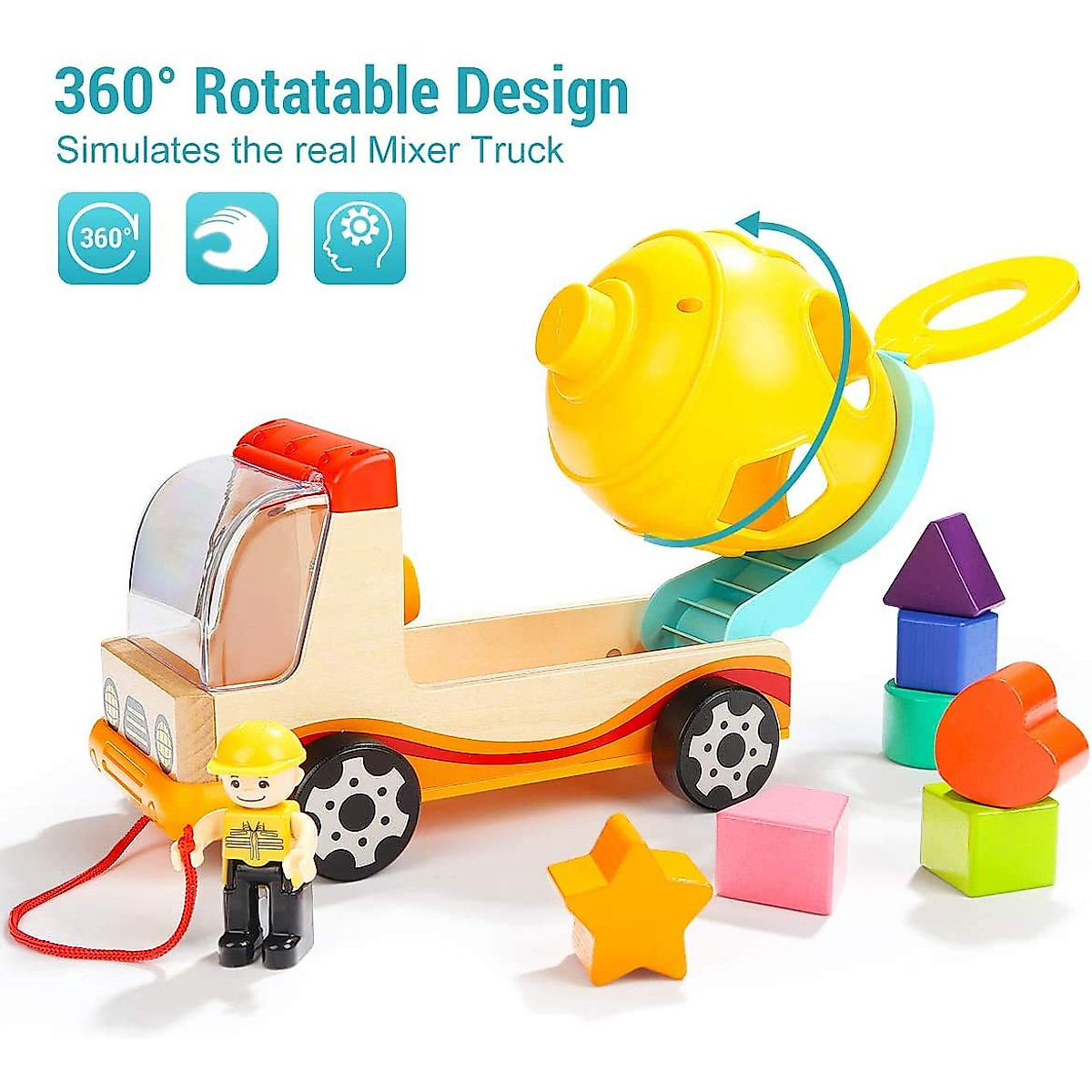 TOP BRIGHT Wooden Shape Sorter Truck Toys for Toddlers Preschool Game Learning Sort Toys Truck Toy Gift for Boys Girls 2 3 4 Year Old