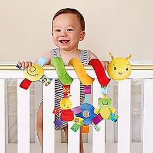 MIXCUT Infant Stroller Toy, Baby Spiral Activity Hanging Toys, Infant Baby Worm Crib Bed Around Rattle Bell Cartoon Insect Stroller Hanging Stuffed Wrap Spiral Safety Plush Toys, Car Seat Toy for Kids