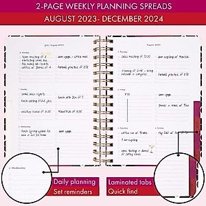 Kate Spade New York Daily Planner 2023-2024, Mega Planner August 2023 - December 2024, Hardcover Spiral Planner, Weekly Planner with Monthly Calendar, Stickers, & Pockets, Black Spade Flower