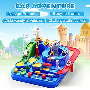 Sakiyrmai Kids Race Track Car Adventure Toys, City Rescue Preschool Educational Toy Vehicles, Parent-Child Interactive Kids Puzzle Car Playsets for 3 4 5 6 7 8 Years Old Toddlers Christmas