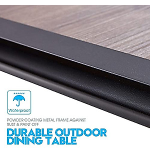 VICLLAX Outdoor Dining Table, Square Patio Furniture Table with Umbrella Hole