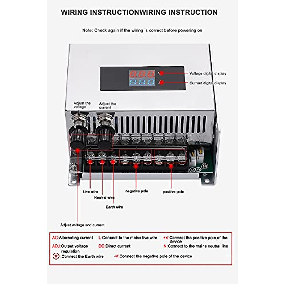 0-48V 20A Digital LED Regulated Variable Lab DC Adjustable Switching Power Supply Variable Adapter Fit Inverter Industry,1000W