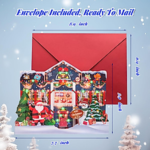 MZD8391 3D Pop Up Christmas Cards with Music & Lights, Animated Christmas Gift Card, Playing 3 Christmas Songs with 3 Matching Lights Blinking Modes (Envelope Included)