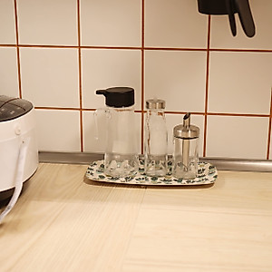 Finorder Serving Trays, Bamboo Fiber Tray with Handles, 16" x 12" Decorative Tray Great for Eating, Tea, Bar, Breakfast or Any Food Tray, Green Cactus Prints