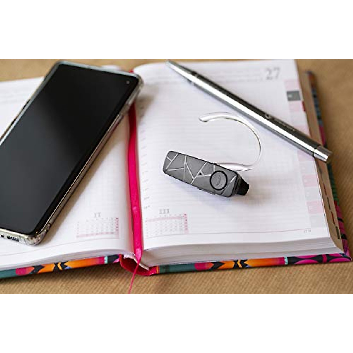 TELLUR VOX 55 Bluetooth Headset, Handsfree Earpiece, BT v5.2, Multipoint Two Simultaneous Connected Devices, 360° Hook for Right or Left Ear, iPhone and Android