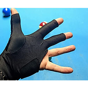 Votinu Custom Breathable Billiard Gloves for Left Hand - Quick Dry Comfortable 3 Finger Pool Glove for Billiards Snooker Carom Pool Extended Use (Blue-Left Hand, Large/X-Large)