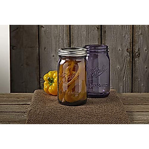 Ball Jar with Lid and Band - Pick Your Size and Color (Purple, Wide Mouth Quart - 32 oz.)