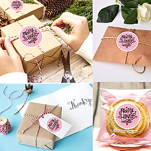 Pretty Things Inside Stickers-Round Pink Small Business Thank You for Shopping Stickers with Hearts-2 Inch Holiday Thank You Package Stickers 500 Adhesive Something Sweet Sticker for Envelop Seals