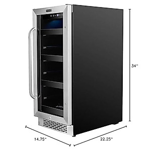 Whynter BBR-838SB Built-in Under Counter 15 inch Beverage Refrigerator and Cooler Fridge with Glass, Lock, Reversible Door, Digital Control and Carbon Filter, 3.0 cu. ft, Stainless Steel, 80 Capacity