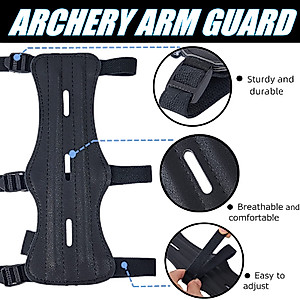 Huntingdoor Archery Arm Guard Archery Glove Leather Forearm 3 Finger Guard Finger Tab Adjustable Protective Gear Accessories for Adult Youth Hunting and Shooting (Medium)