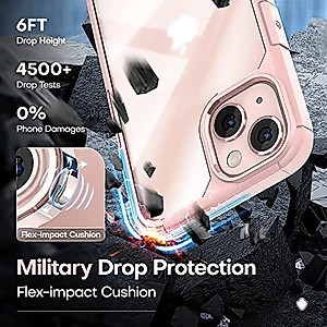 TAURI [5 in 1 Designed for iPhone 13 Case, [Not-Yellowing] with 2X Tempered Glass Screen Protector + 2X Camera Lens Protector [Military-Grade Drop Protection] Shockproof Slim 6.1 Inch Pink…、