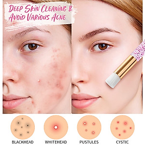 TUZAZO 20 Pieces Pink Lash Shampoo Brushes - Glitter Crystal Eyelash Extension Cleanser Brushes - Nose Pore Deep Cleaning Brush for Blackhead Removing Facial Cleansing (Pink)