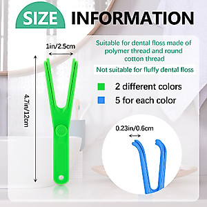 Chengu 10 Pieces Dental Floss Holder Reusable Flosser Reusable Floss Handle Holder Flossmate Handle for Oral Clearing (Blue, Green)