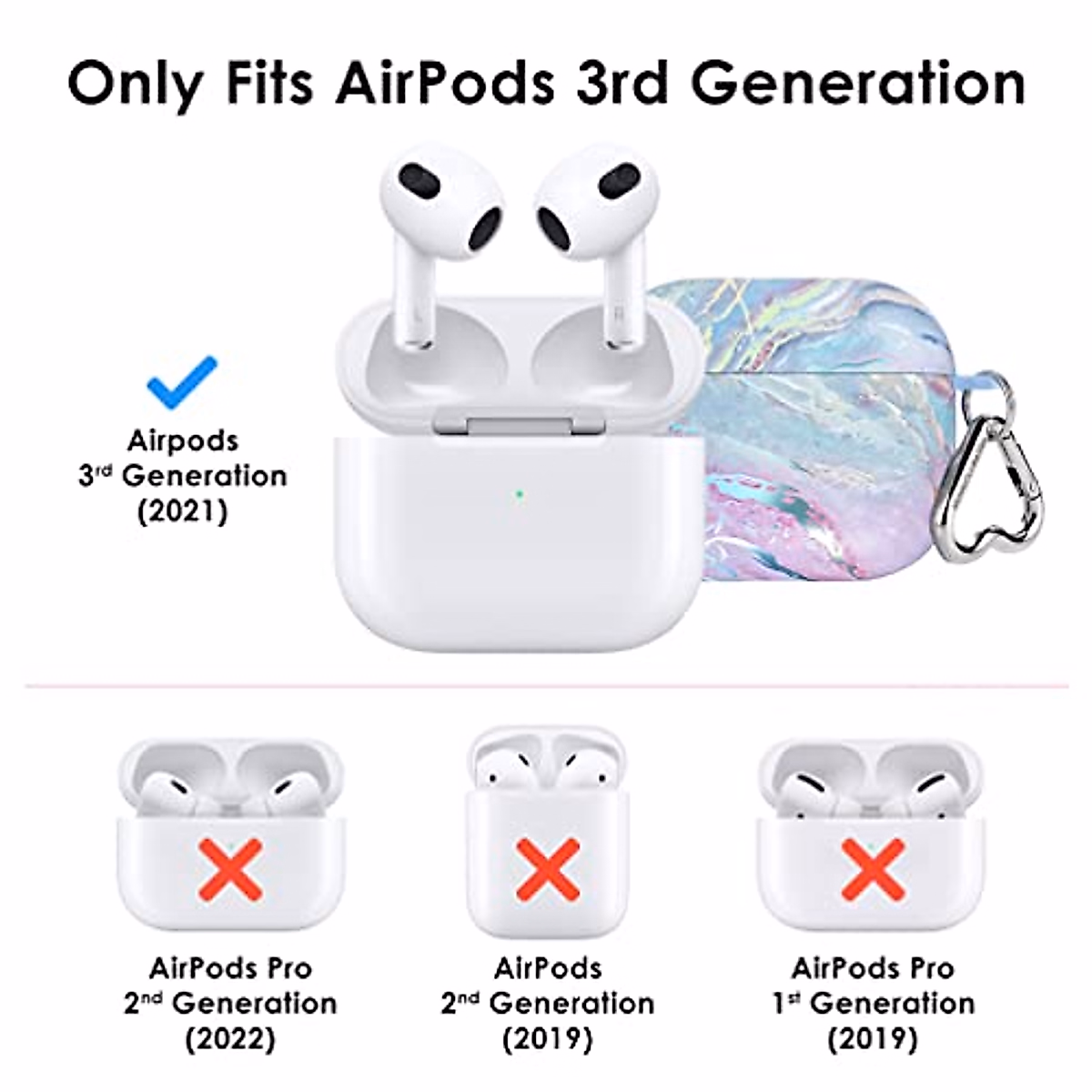 Velvet Caviar AirPods 3rd Generation Case Cute Protective Cover - Compatible with Apple AirPods 3 Case for Women with Keychain - Gen 3 (2021) (Pink Stardust Glitter)