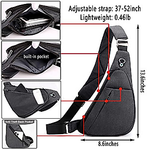 CAISANG Small Sling Bag Men Crossbody Bag Shoulder Backpack Hiking Daypack Women Anti-Thief Personal Pocket Casual Chest Bag for Travelling Hiking Outdoor Sport