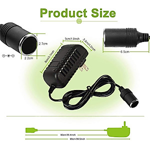 12V Power Supply AC to DC Converter Wall Plug to Car Cigarette Lighter Power Adapter, 110V-240V to 12V Current 2A Max Power 24W Max for Car Shaver Camera Speaker Echo at Home and Hotel, etc