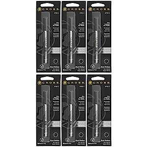 6 X Cross Slim Black Ballpoint Ink Refill (8783-2)