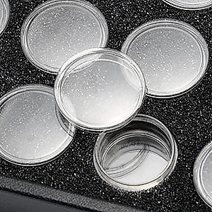 KALLORY Diamonds for Nails Clear Plastic Round Storage Box 50 Grids Craft Gem Beads Display Storage Case Jewelry Organizer Container for Nail Glitter Rhinestone Crystal Accessories Black