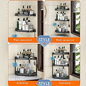 3-Tier Corner Bathroom Organizer Countertop Black Under Sink Organizers and Storage shelves Shelf Cabinet For Kitchen/Bedroom/Office