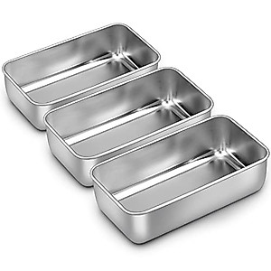 Homikit Loaf Pan Set of 3, 9 x 5 Inch Stainless Steel Loaf Pans for Baking Bread, Medium Metal Meatloaf Cake Pan Great for Home Kitchen, Oven & Dishwasher Safe, Rust Free