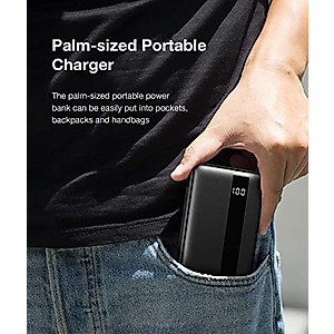 Portable Charger,SANAG 10000mAh Power Bank Built-in USB C/Micro USB Cables,LCD Display Ultra Slim Fast Charging External Phone Battery Pack Compatible with iPhone iPad Samsung Pixel and More
