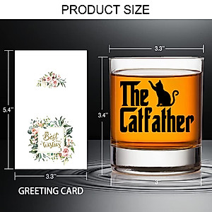 AGMDESIGN The Catfather Whiskey Glass, Funny Cat Dad Glass, Fathers Day Gift, Cat Dad Gift, Cat Mom Gift, Cat Lover Gift