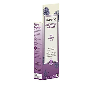 Aveeno Absolutely Ageless 3-in-1 Anti-Wrinkle Eye Cream for Fine Lines & Wrinkles, Crows Feet, & Under-Eye Puffiness, Antioxidant Blackberry Complex, Hypoallergenic, Non-Greasy, 0.5 oz