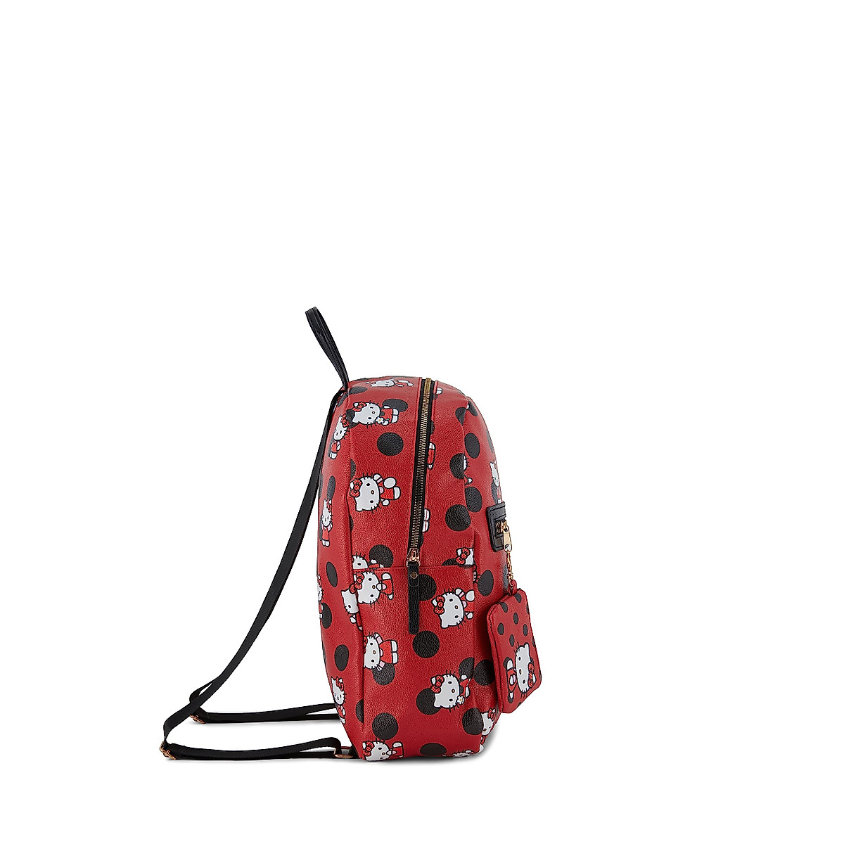 Fast Forward Hello Kitty Allover Leather Backpack - Girls, Boys, Teens, Adults - Officially Licensed Hello Kitty Faux Leather 14 Inch Backpack (Red)