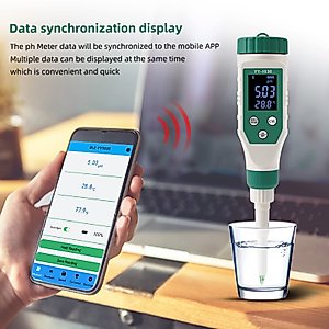 Focket 2 in 1 Smart Bluetooth PH Meter, APP Control Temp Meter, 0.01 Resolution High Accuracy PH Tester LCD Display Digital PH Meter for Drinking Water Hydroponics Aquarium