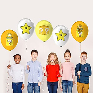 24Pcs Mario Party Latex Balloons, Super Bros Birthday Party Balloons, Super Bros Game Party Balloon Decoration