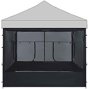 ABCCANOPY Food Booth 10' x 10' Sidewall Kit Set of 4, Includes 2 Roll-Up Serving Windows, Commercial Grade Mesh, Black