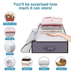 100L Under Bed Storage Containers 6 Pack, Large Capacity Underbed Storage Bags Organizer, Thick Fabric Storage Bins with Clear Window and 4 Reinforced Handles for Blanket, Comforter, Bedding, Clothes