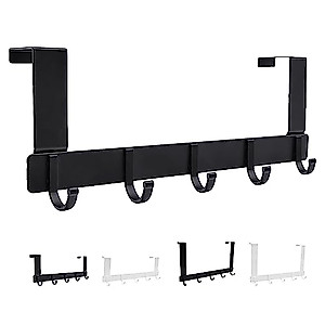 Mdvora 1/2/4 Pack Over Door Hooks, Black/White, Short/Long, Heavy-Duty Over Door Hanger(1pcs Short Black)