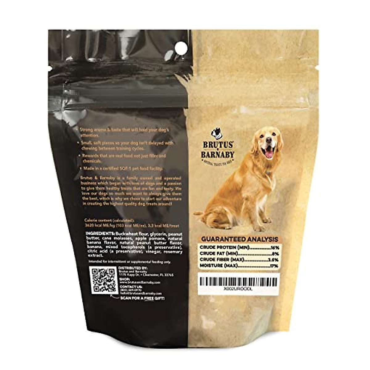BRUTUS & BARNABY Training Treats for Dogs - Peanut Butter & Banana - All-Natural Healthy Low Calorie Vegan Treat - Great to Use for Rewards in Training Your Puppy Or Dog