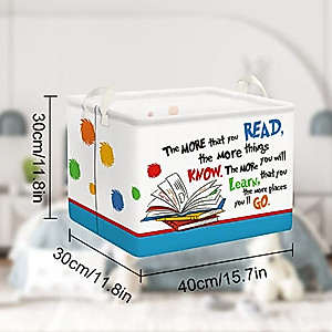 Clastyle Collapsible Cartoon Book Reading Storage Baskets Waterproof Rectangle Toys Storage Bins for LivingRoom, 15.7 * 11.8 * 11.8 in