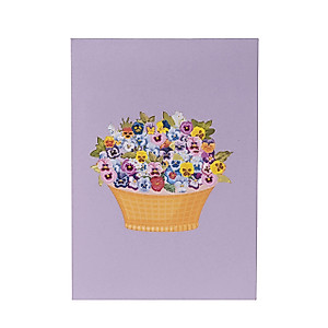 TRUANCE Pop Up Card, Greeting Card, Pansy Flower Basket, For Mother's Day, Fathers Days, Anniversary Card, Birthday Card, Love Card, Valentine Cards, Thank You Card, All Occasions