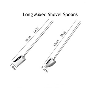 Fruit Dessert Shovel Spoons Set 4PCS, 6.8 inch Stainless Steel Mixed Dinner Teaspoon Spoons for Dessert Coffee Tea Ice Cream Fruit Cake for Home Kitchen Restaurant