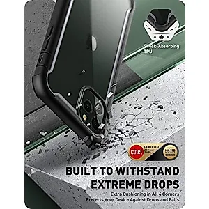 i-Blason Ares Case for iPhone 11 Pro Max 2019 Release, Dual Layer Rugged Clear Bumper Case with Built-in Screen Protector (Black)