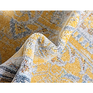 Unique Loom Baracoa Collection Area Rug - Prado (8' 4" x 10' Rectangle, Yellow/ Ivory)