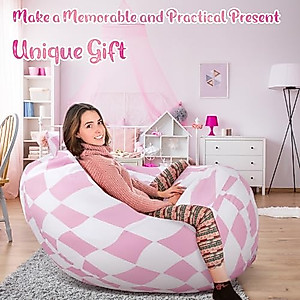 VitalCozy Bean Bag Chair for Teens (No Filler) Stuffed Animal Storage Bean Bag Chair Cover Polyester Stuffable Bean Bag Chair Cover for Kids Plush Toys Clothes Home Supplies, Pink