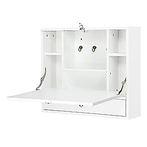 VINGLI Wall-Mounted Floating Desk with Drawer，Foldable Table Space-Saving Computer Desk Laptop Workstation Home Office Writing Desk Vanity Table for Small Spaces (White)