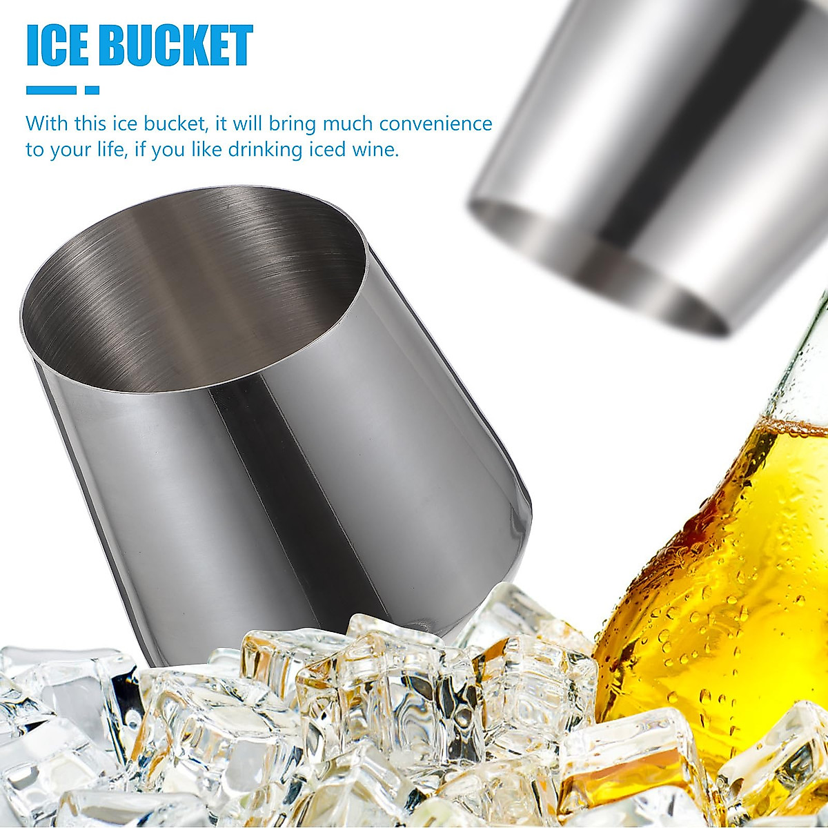 Garneck Stainless Steel Bucket Beer Bottle Bucket Double Metal Cooler Bucket Metal Ice Bucket Holder Cocktail Ice Drinks Buckets Bottles Cooler Tinplate Tableware