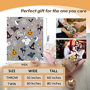 Halloween Throw Blanket Grey Fleece Flannel Fuzzy Bed Throws Soft Cozy Lightweight Blanket for Couch Sofa Travel Chair Cartoon Halloween Festival Themed Room Decor Boys Kids Girl Gifts 50"x60"