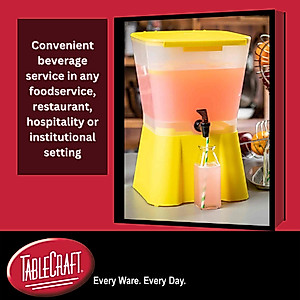 Tablecraft 955 Polypropylene Plastic Non-Insulated Beverage Dispenser, 3-Gallon, Yellow