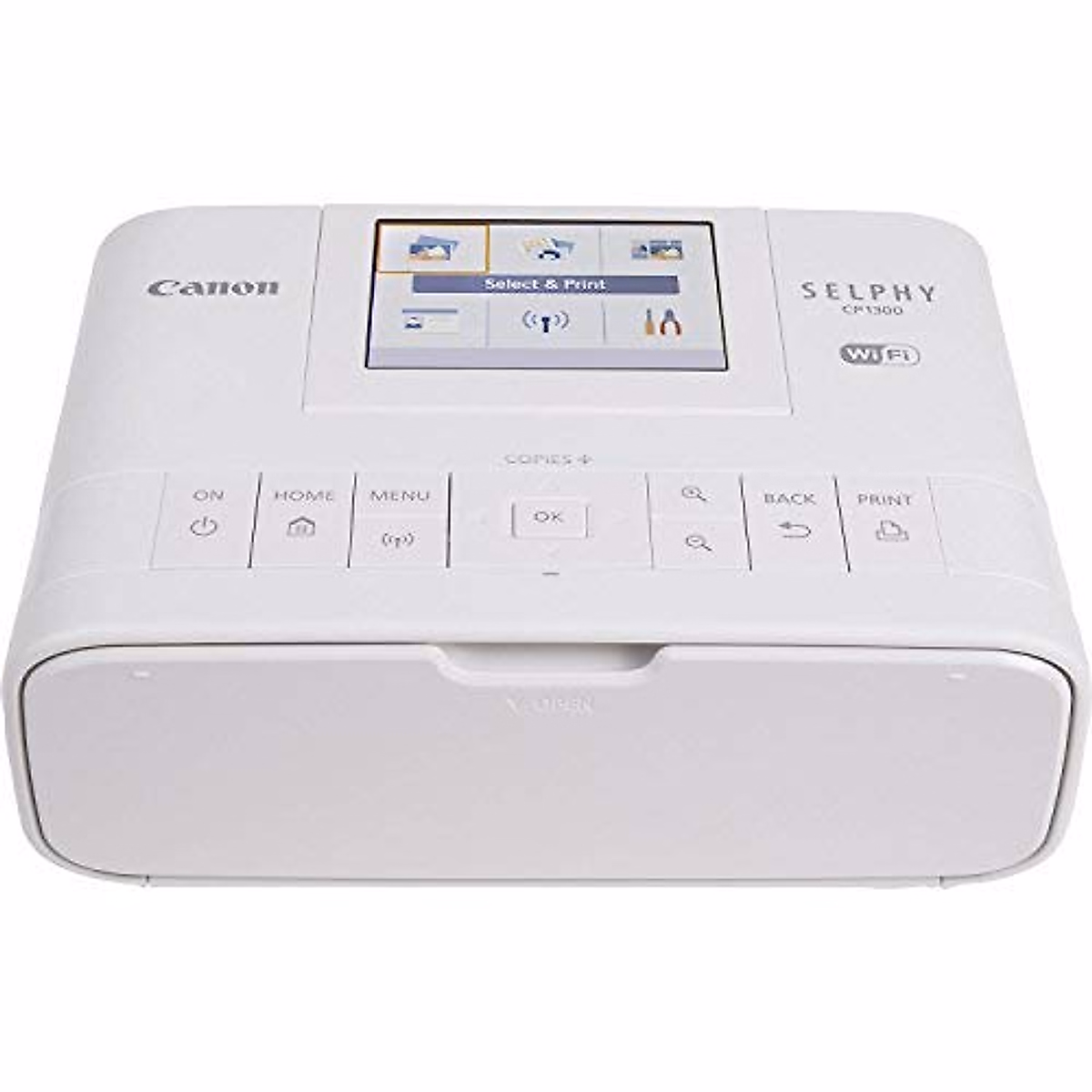 Canon SELPHY CP1300 Compact Photo Printer (White) with WiFi and Accessory Bundle w/Canon Color Ink and Paper Set