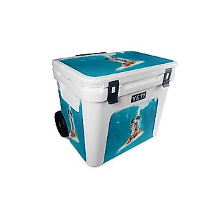 MightySkins Skin Compatible with Yeti Roadie 60 Wheeled Cooler - Pizza Surfing Kitty | Protective, Durable, and Unique Vinyl Decal wrap Cover | Easy to Apply and Change Style | Made in The USA